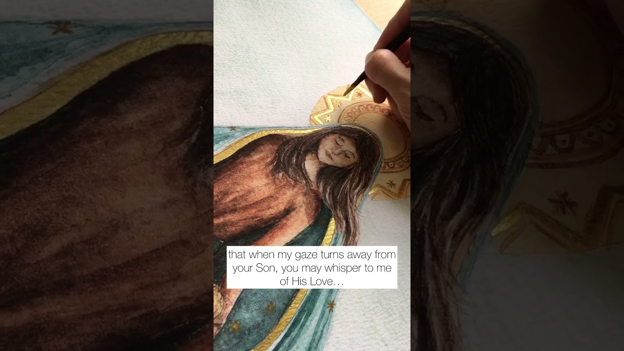Mantle of Mary Catholic Painting | Watercolor Sacred Art | Blessed Virgin Mary  #catholicism