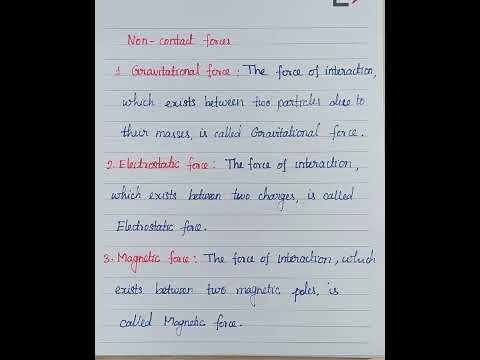 non-contact forces|gravitational force| electrostatic force|magnetic force