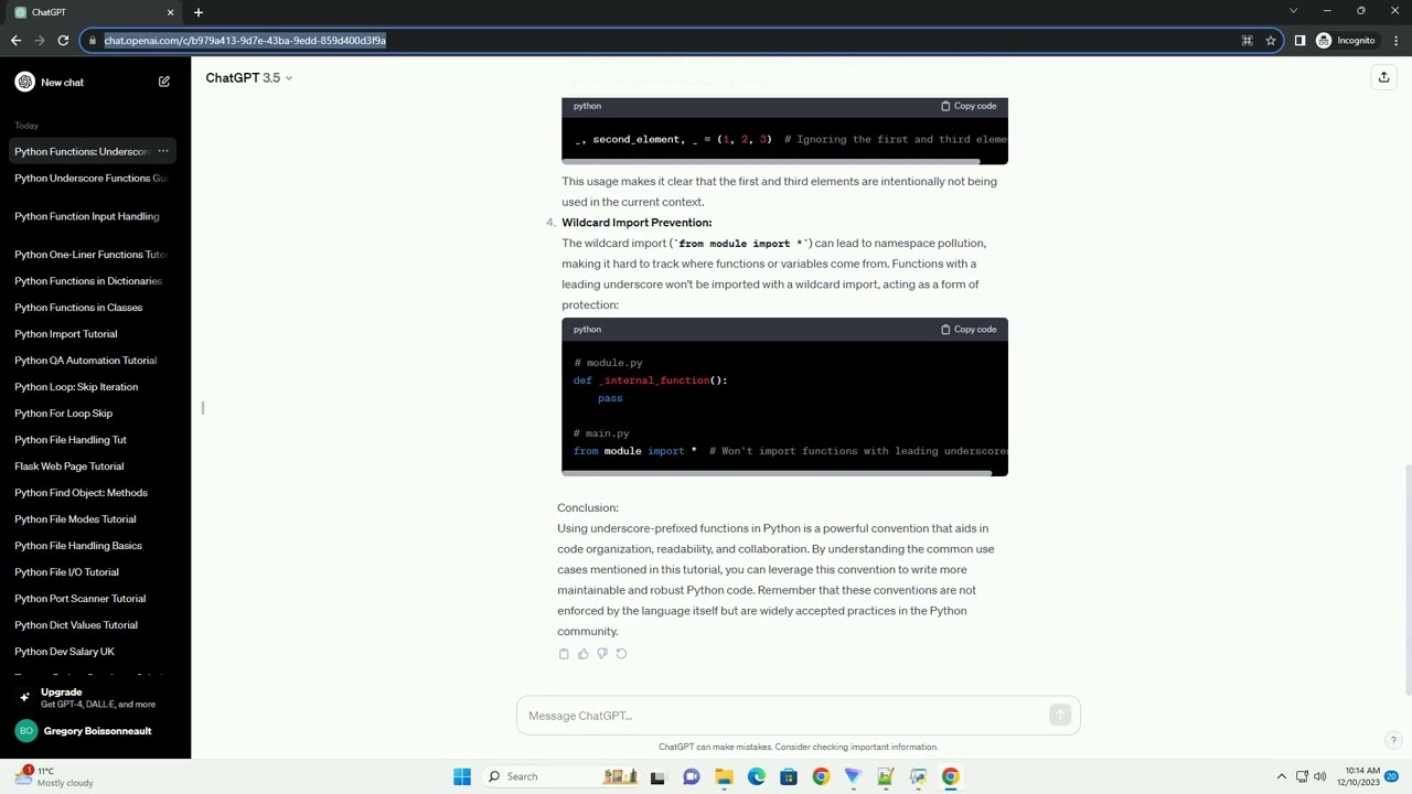 python function with underscore prefix