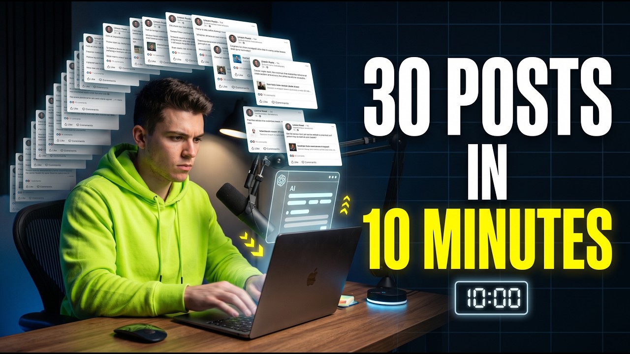 How I Write 30 LinkedIn Posts in 10 Minutes Using AI (Full Workflow)