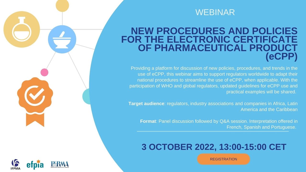 New procedures and policies for the electronic Certificate of Pharmaceutical Product (eCPP)