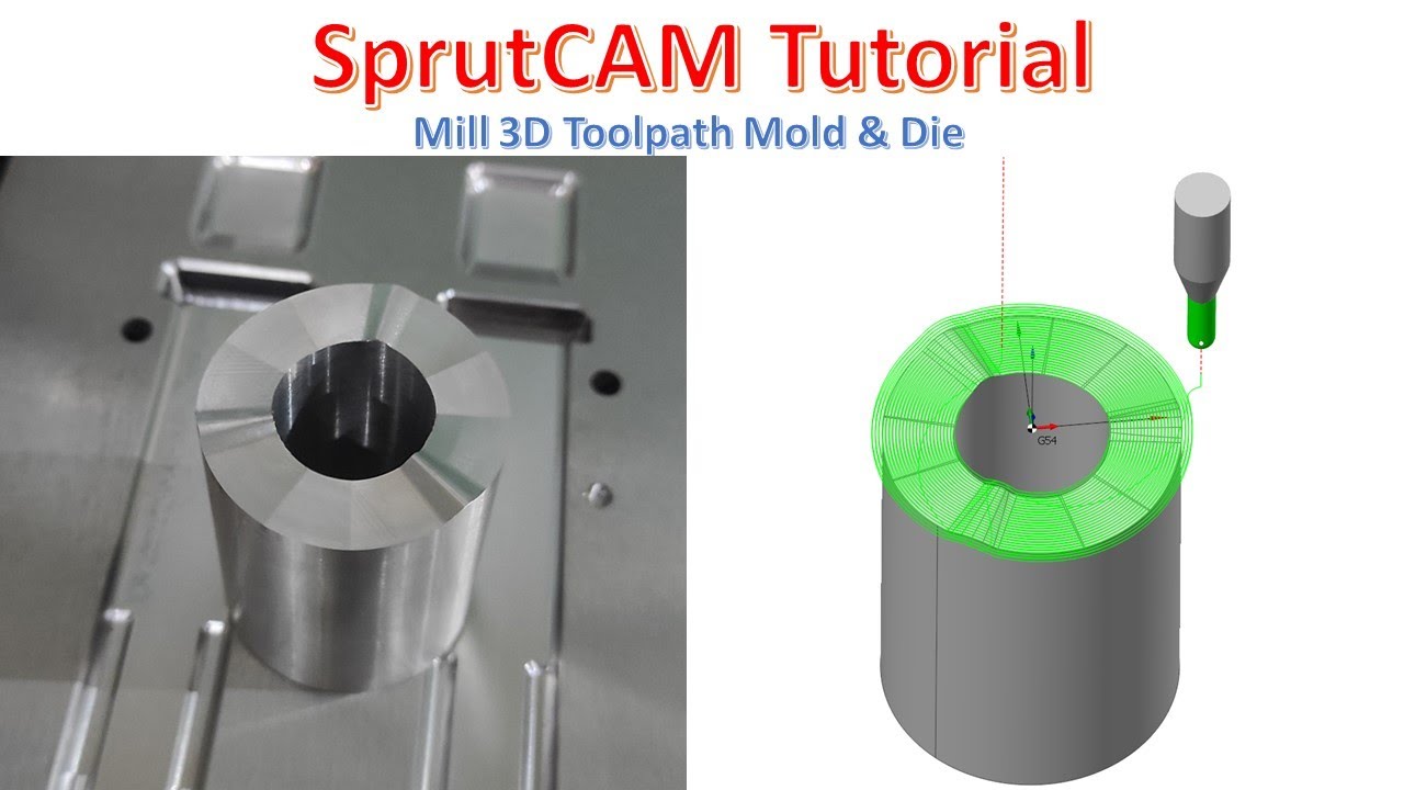 SprutCAM Tutorial #103 | Mill 3D Toolpath Machining Mold & Die