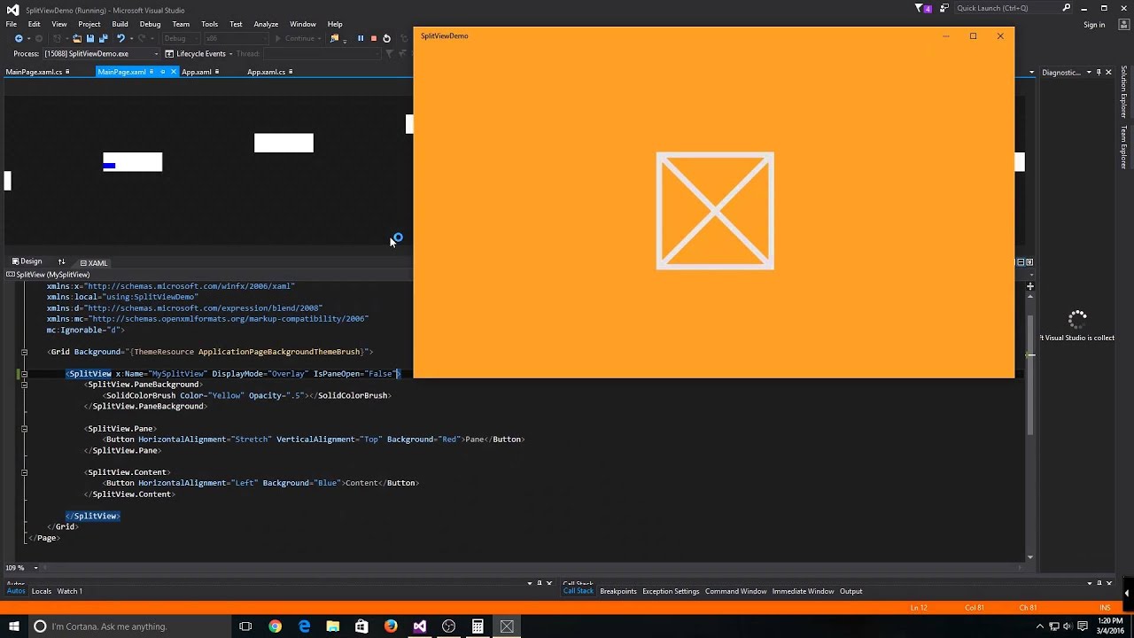 UWP SplitView basics for Windows 10
