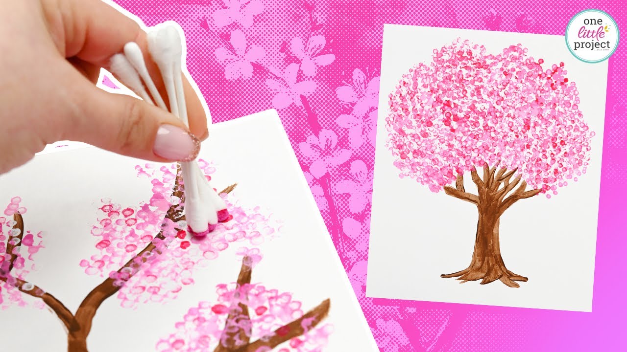Cherry Blossom Painting with Q-Tips | Easy Spring Art for Kids
