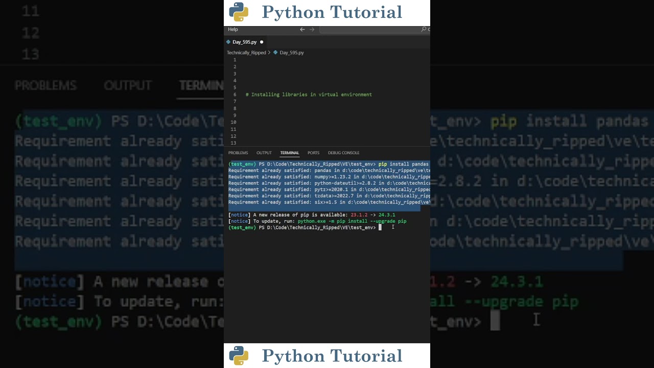 Installing Libraries In A Virtual Environment | Python Tutorial