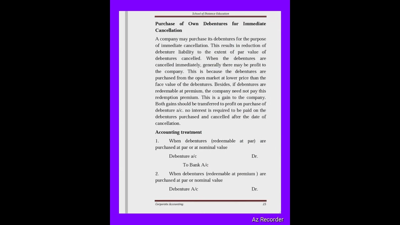 Redemption of debentures/Sinking fund, Insurance policy, Purchase of own debentures