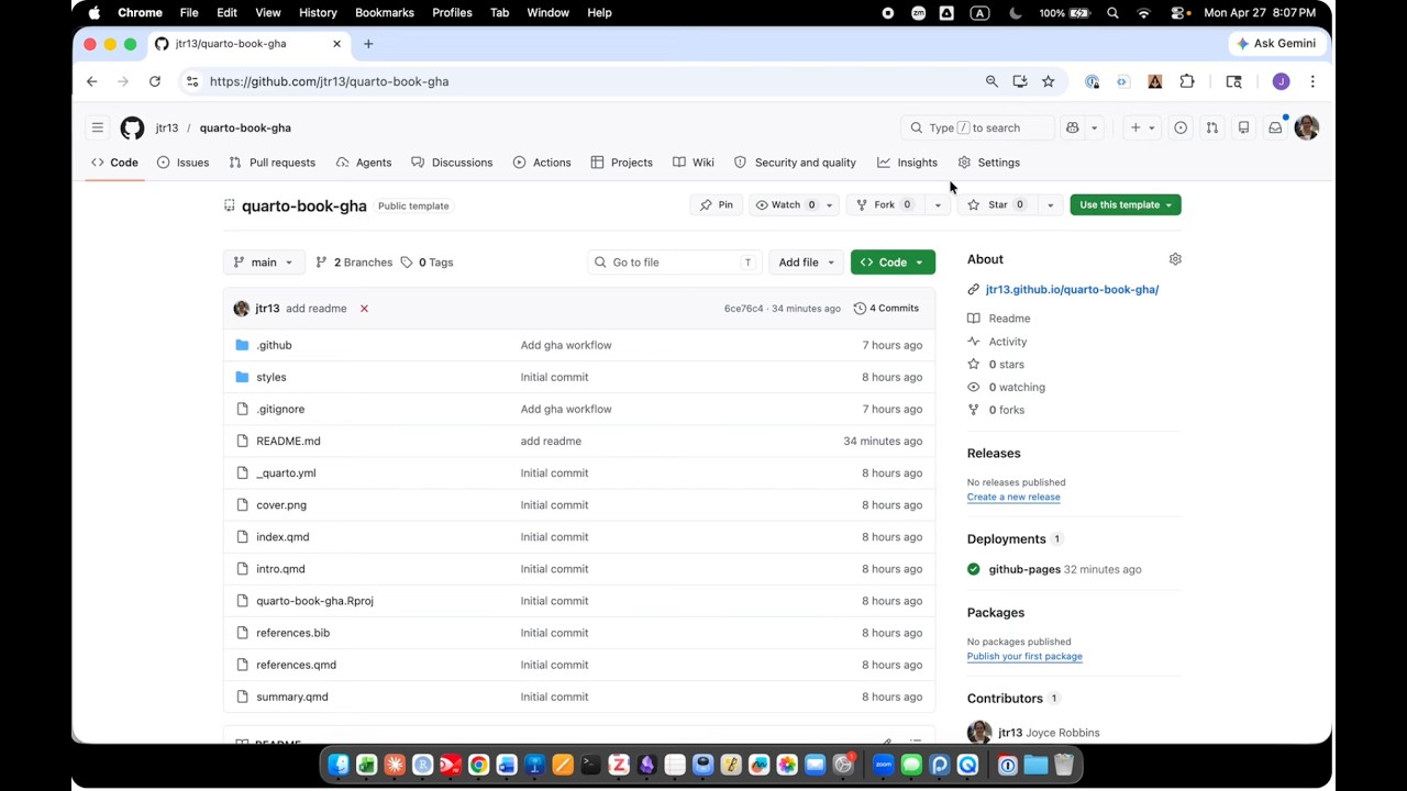 Using GitHub Actions to render and deploy a Quarto Book on GitHub Pages (with code template)
