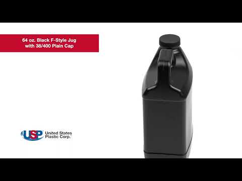 64 oz. Black HDPE F-Style Jug with 38/400 Black Ribbed Cap with F217 ...