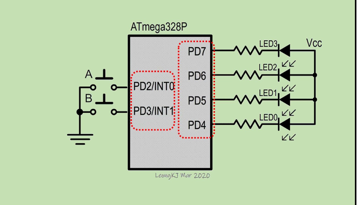 Atmega328 -  External Interrupts Code Example
