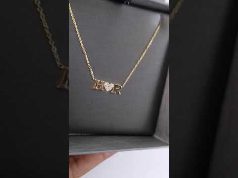 Diamond Double Letter Heart Necklace