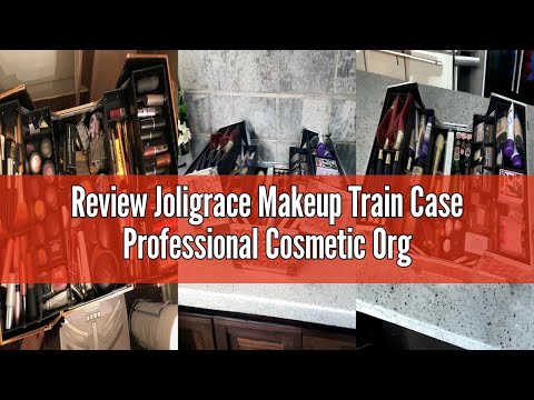 Review Joligrace Makeup Train Case Professional Cosmetic Organizer Aluminum Storage Box with 4 Adjus
