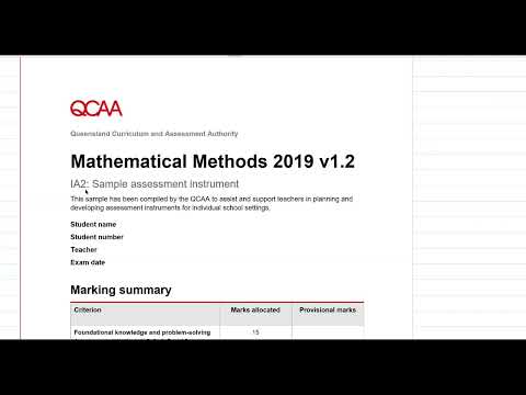 IA2 Exam Solutions (Math Methods Non-Technology QCAA Official Sample Paper) | Unit 3
