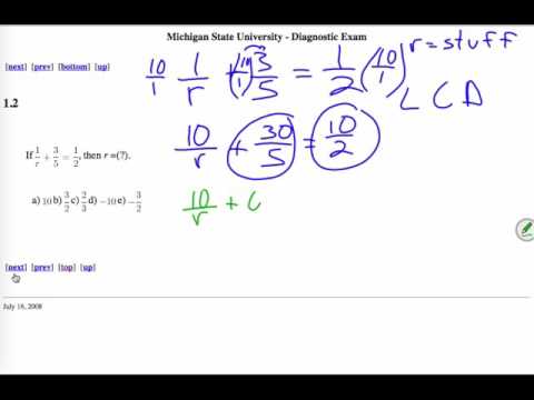 Michigan State University Mathematics Diagnostic Review 1.2