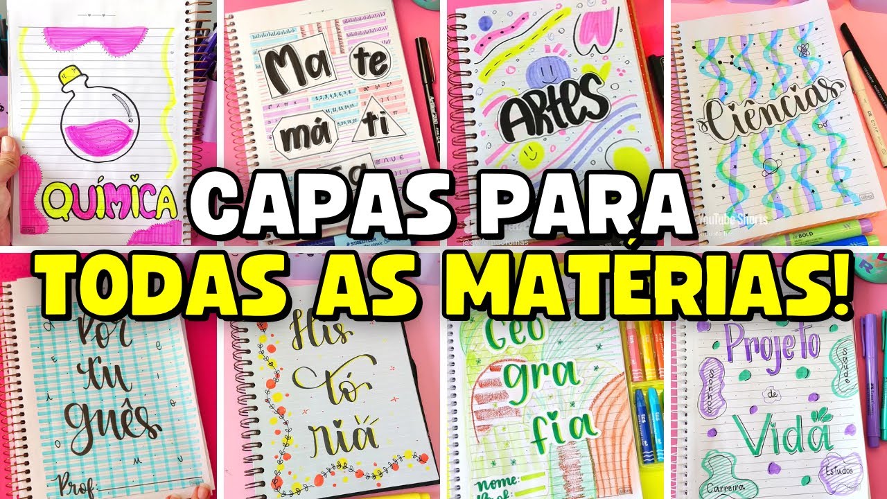 30 IDEIAS DE CAPAS DE MATÉRIAS | CADERNO DECORADO