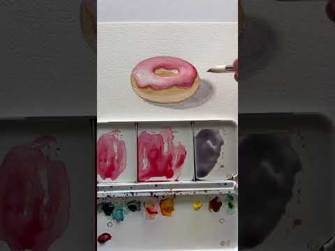 Glazing this donut 🍩 #watercolor #arttutorial #watercolortutorial #art #artist #howtodraw