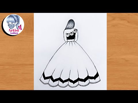 How to draw a girl with beautiful dress (Backside)/ Easy drawing / Girl drawing easy
