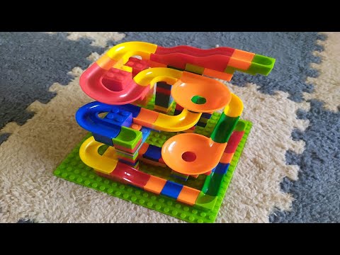 Marble Run Race ASMR - 168PCs Small Particle Colourful Blocks Construction and ASMR Game Play