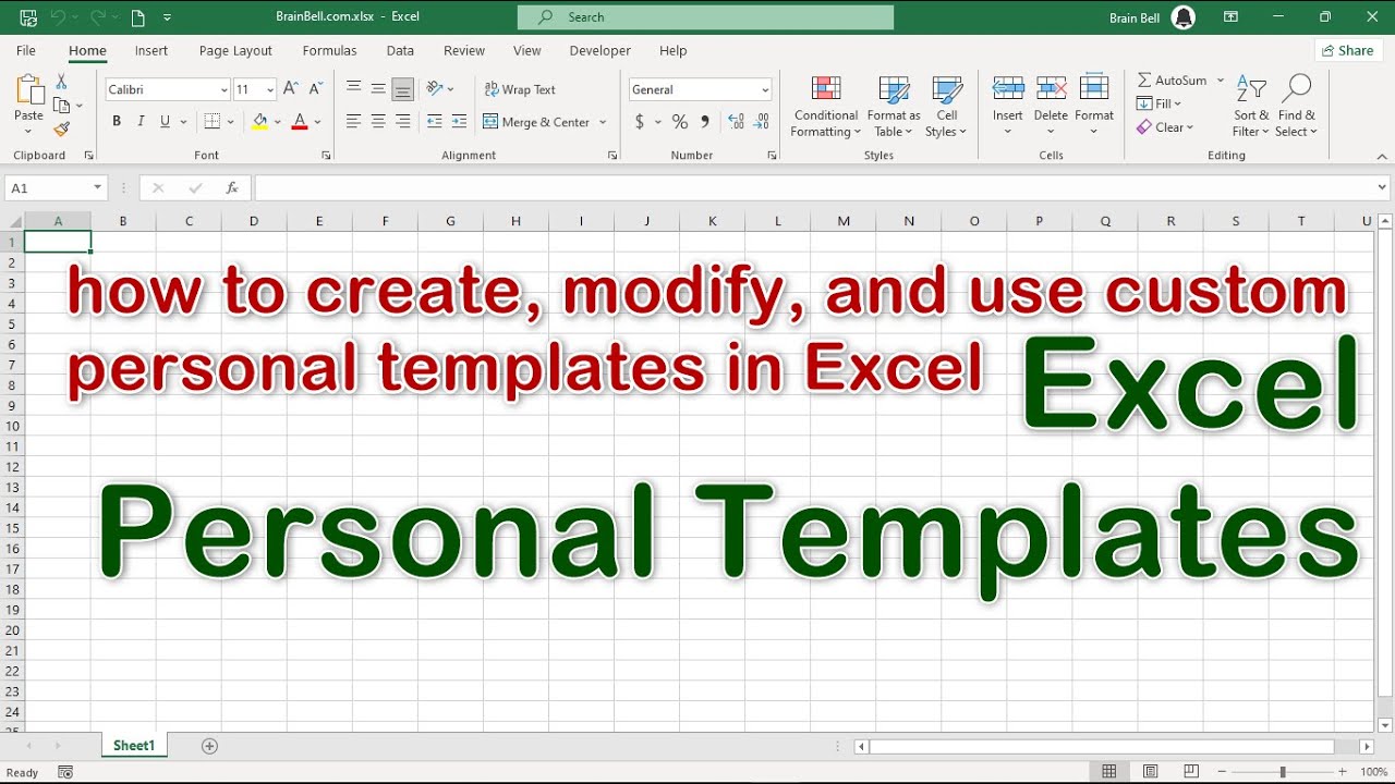 Create Personal Templates in Excel and Change the Templates Folder