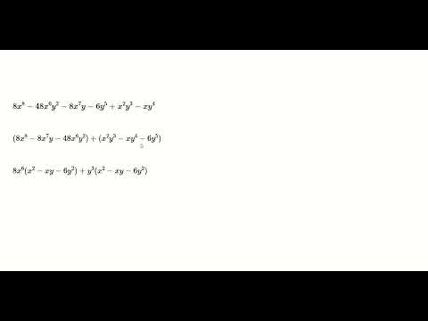 How to Factor 8x^8 - 48x^6y^2 - 8x^7y - 6y^5 + x^2y^3 - xy^4