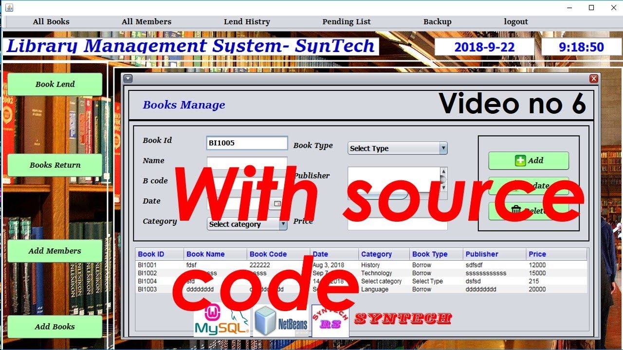 Java Library management system - step by step complete tutorial with source code #06
