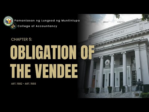 Chapter 5: Obligations of the Vendee | Civil Code Art. 1582–1593