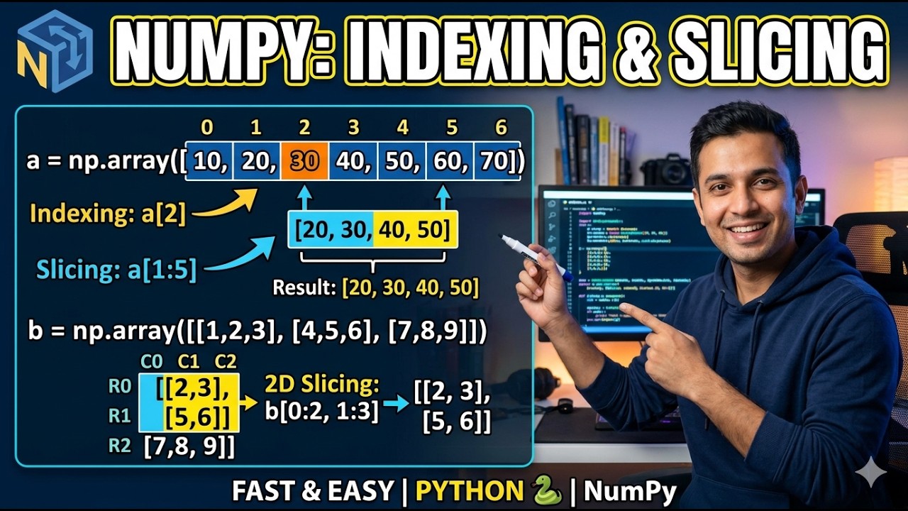 NumPy Indexing & Slicing in Python 🔥 | Learn in 5 Minutes (Beginner Tutorial)