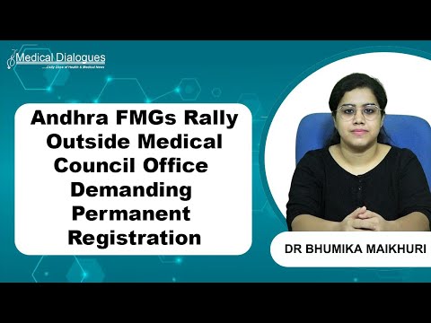 Andhra FMGs Rally Outside Medical Council Office Demanding Permanent Registration