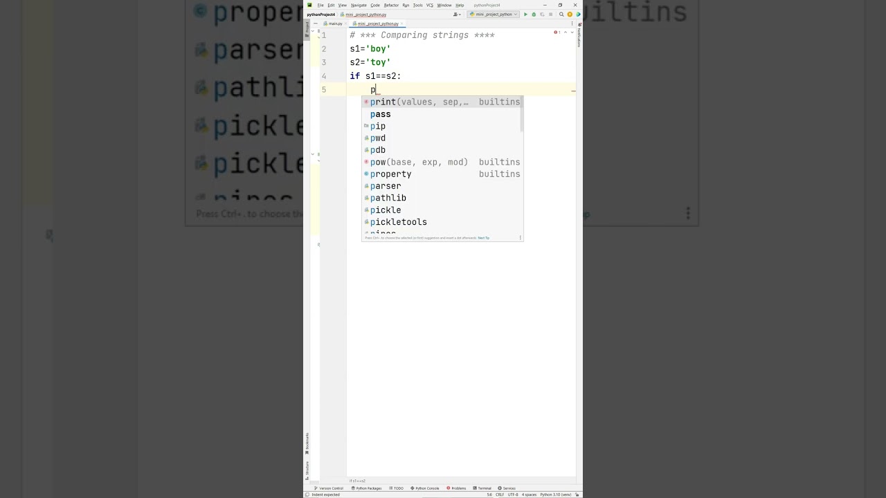 string  comparison in python | python tutorial 114 | python tutorial in hindi