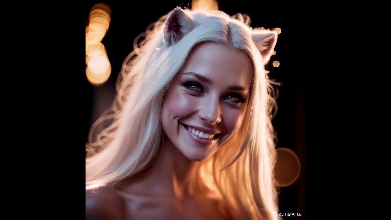 Stable Diffusion / Kling 1.6 test / Woman with cat ears smiling / 4K