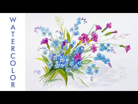 Forget me nots and carnation flowers