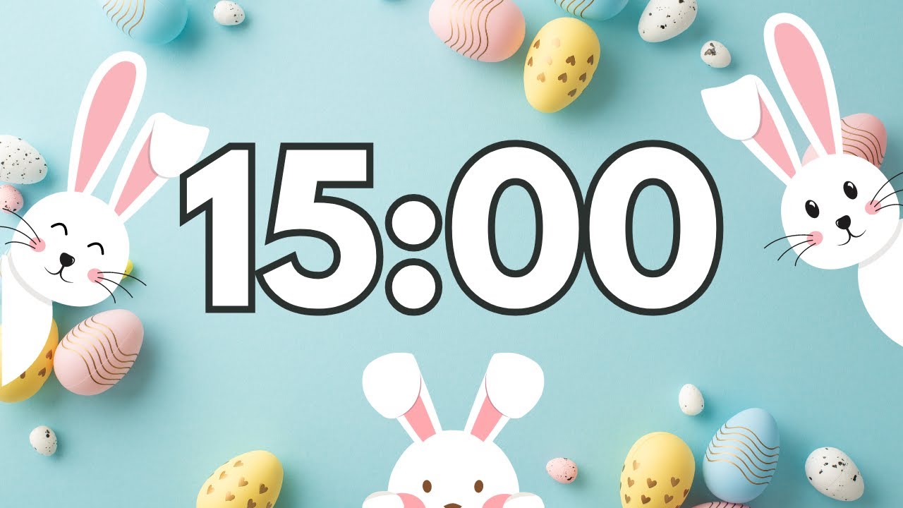 15 Minute Timer | Easter Countdown | Silent Timer | With School Bell Alarm