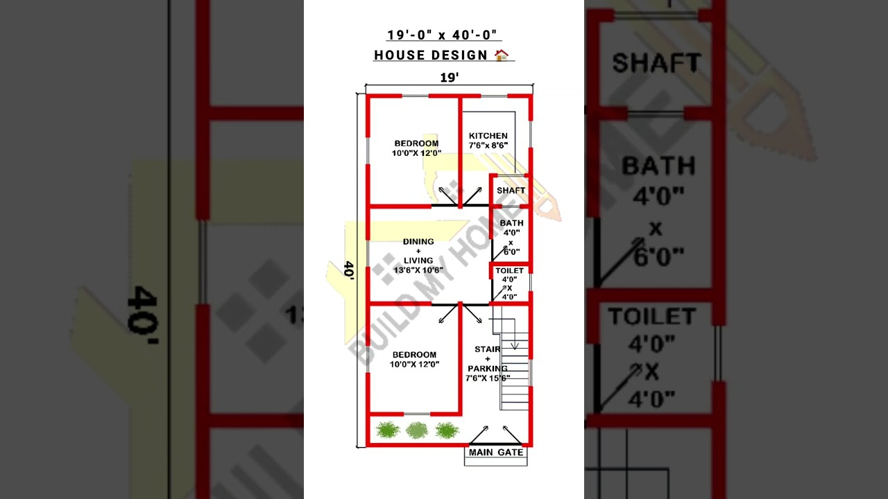 19 x 40 house design/ 19 x 40 ghar ka naksha/ 19 x 40 home design/ #buildmyhome #home #house #dj