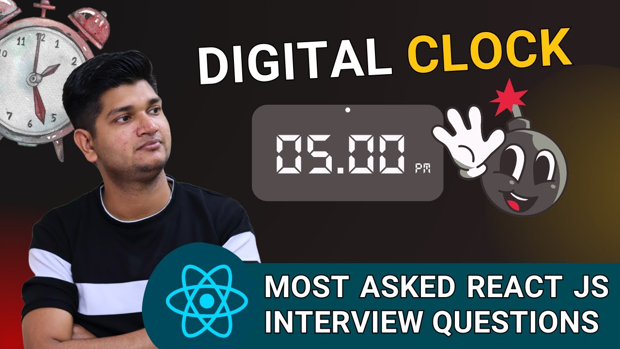 ⏰ Build a Digital Clock in React JS | Real-Time Clock with Core CSS & JavaScript 🚀