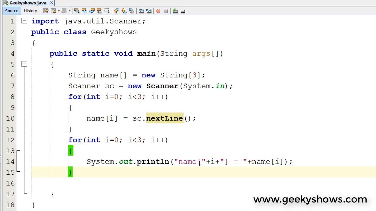 249. Getting String 1D Array input from user in Java Programming (Hindi)