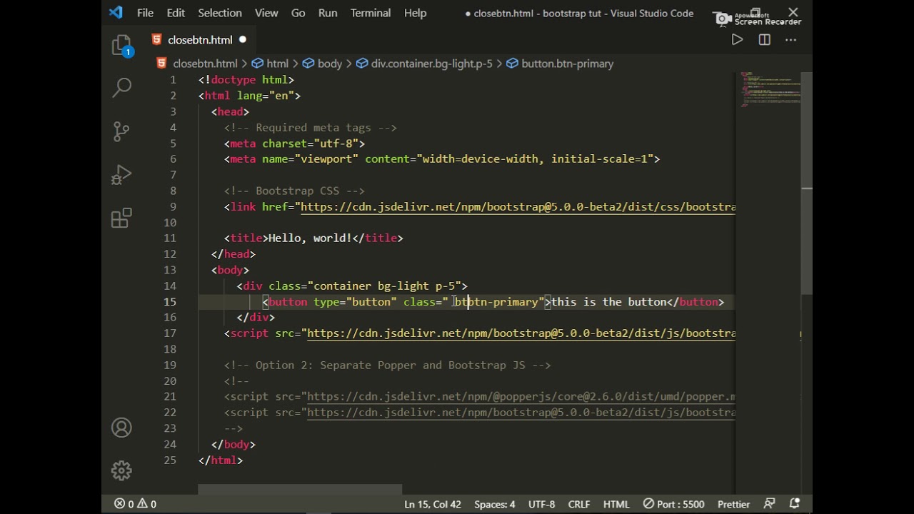 Close button Bootstrap || EXCELLENT CODE WITH AJ