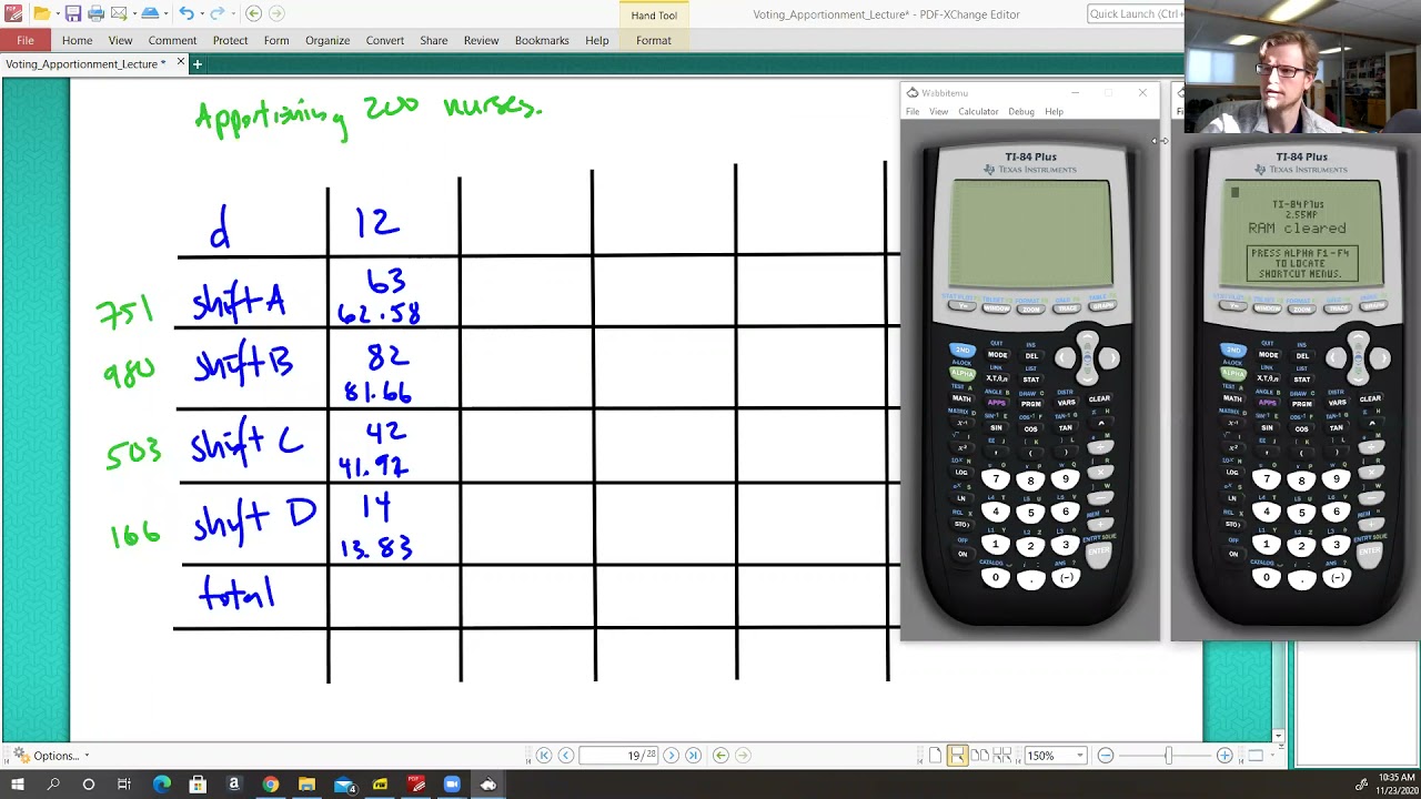 Apportionment Methods - Webster's Method and Adam's Method