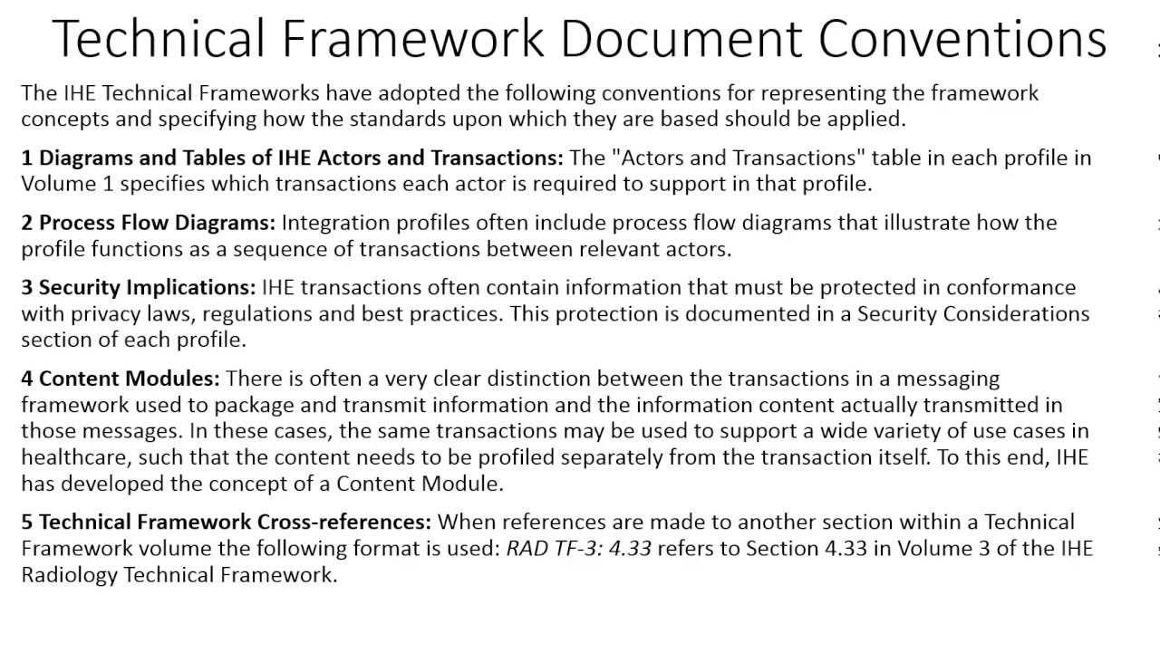 IHE Technical Frameworks