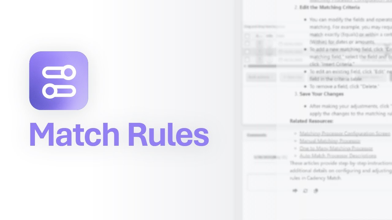 Match Rules - Trintech AI Use Case