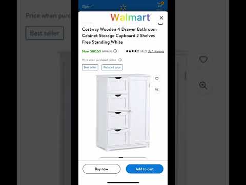 Costway Wooden 4 Drawer Bathroom Cabinet Storage Cupboard #walmartdeals |#dealsoftheday