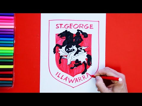 How to draw St. George Illawarra Dragons Logo (National Rugby League)