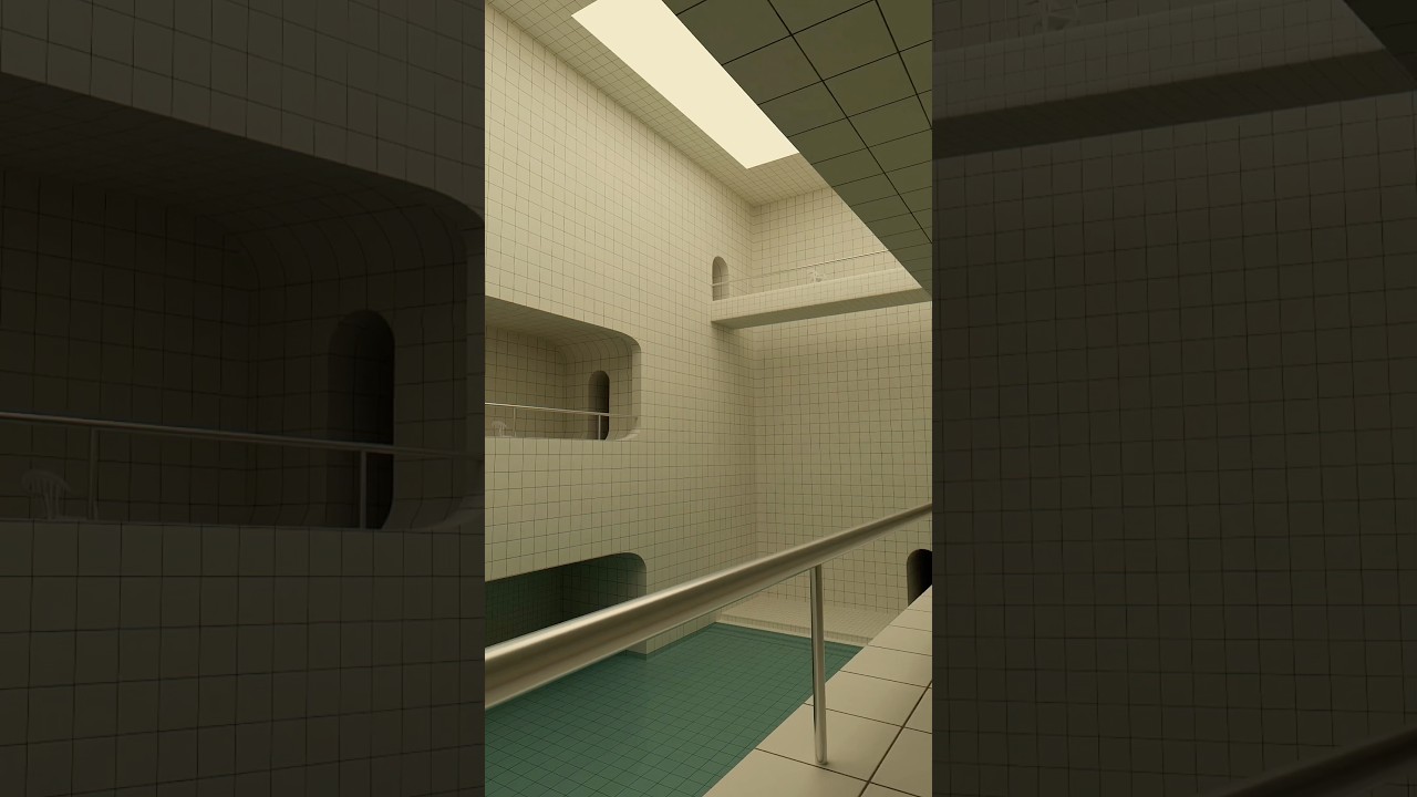 Making an Eerie Poolroom in Blender #liminalspace #backrooms #dreamcore
