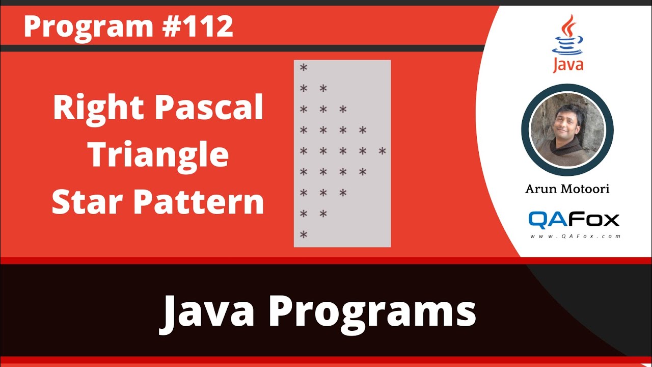 Java program to print right pascal triangle star pattern