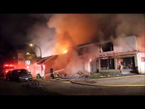 Fire Destroys Row of Stores in Vancouver