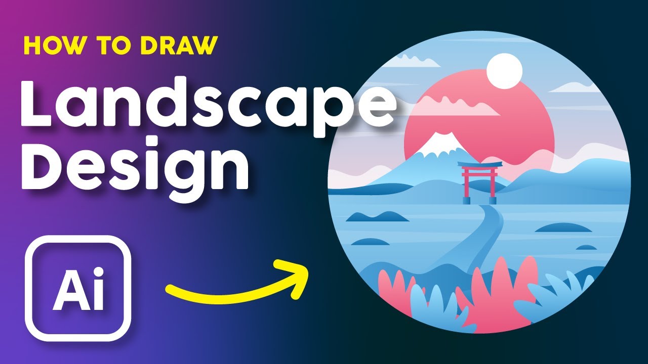 Adobe Illustrator Tutorial: Creat Landscape FLAT ILLUSTRATION - Step by Step