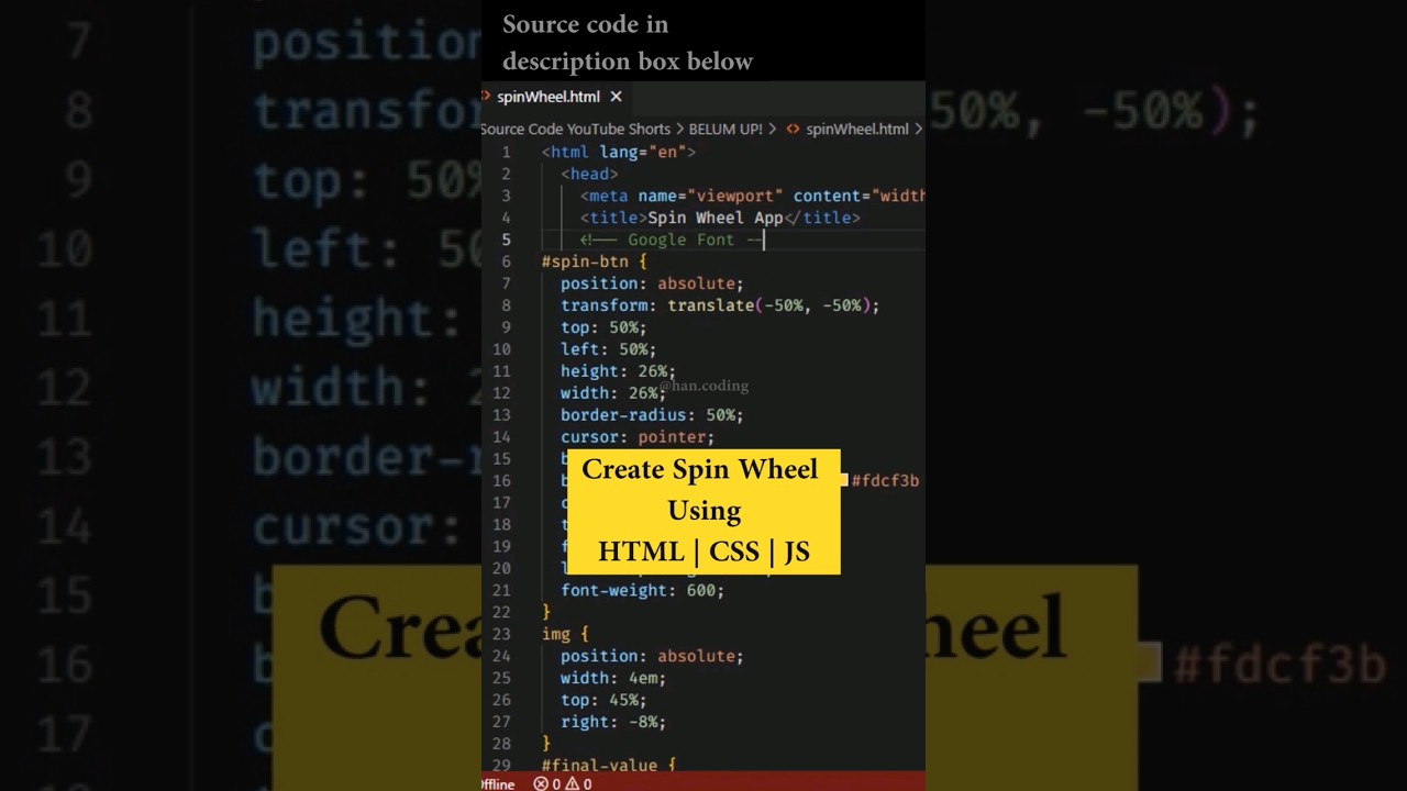 Create Spin Wheel Using HTML | CSS | JS - Source Code in Description Box Below