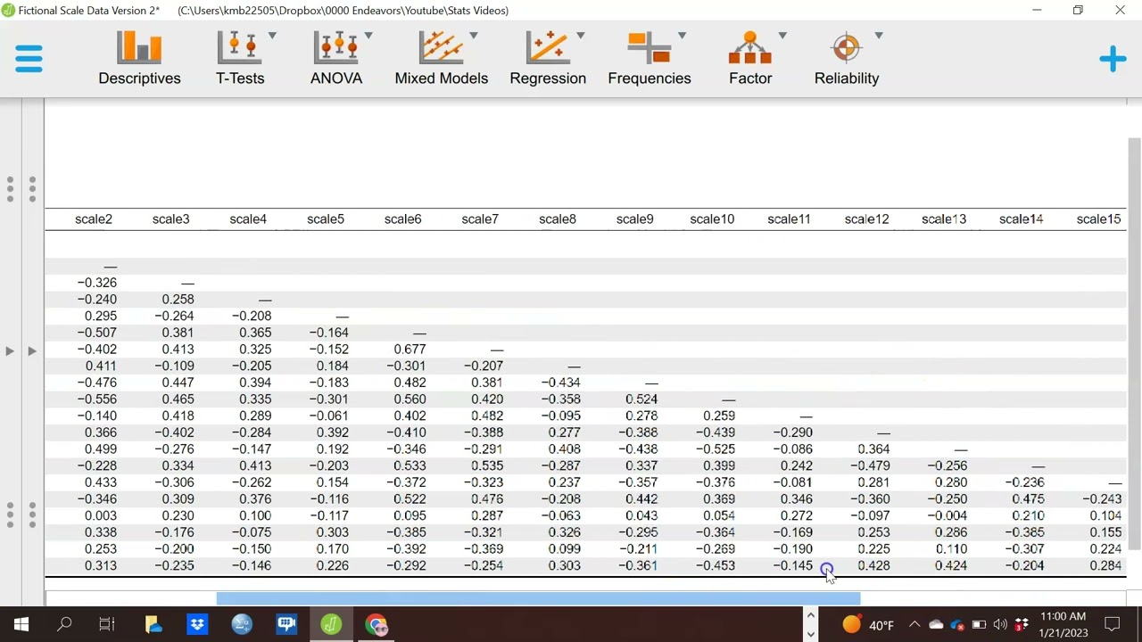 Basic Pearson and Spearman Correlations in JASP