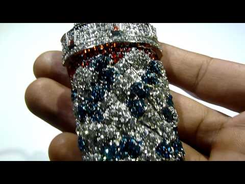 (SOLD)Lab Made Jewelry: "Pill Bottle" Pendant with Orange/Teal/White lab diamonds FREE franco