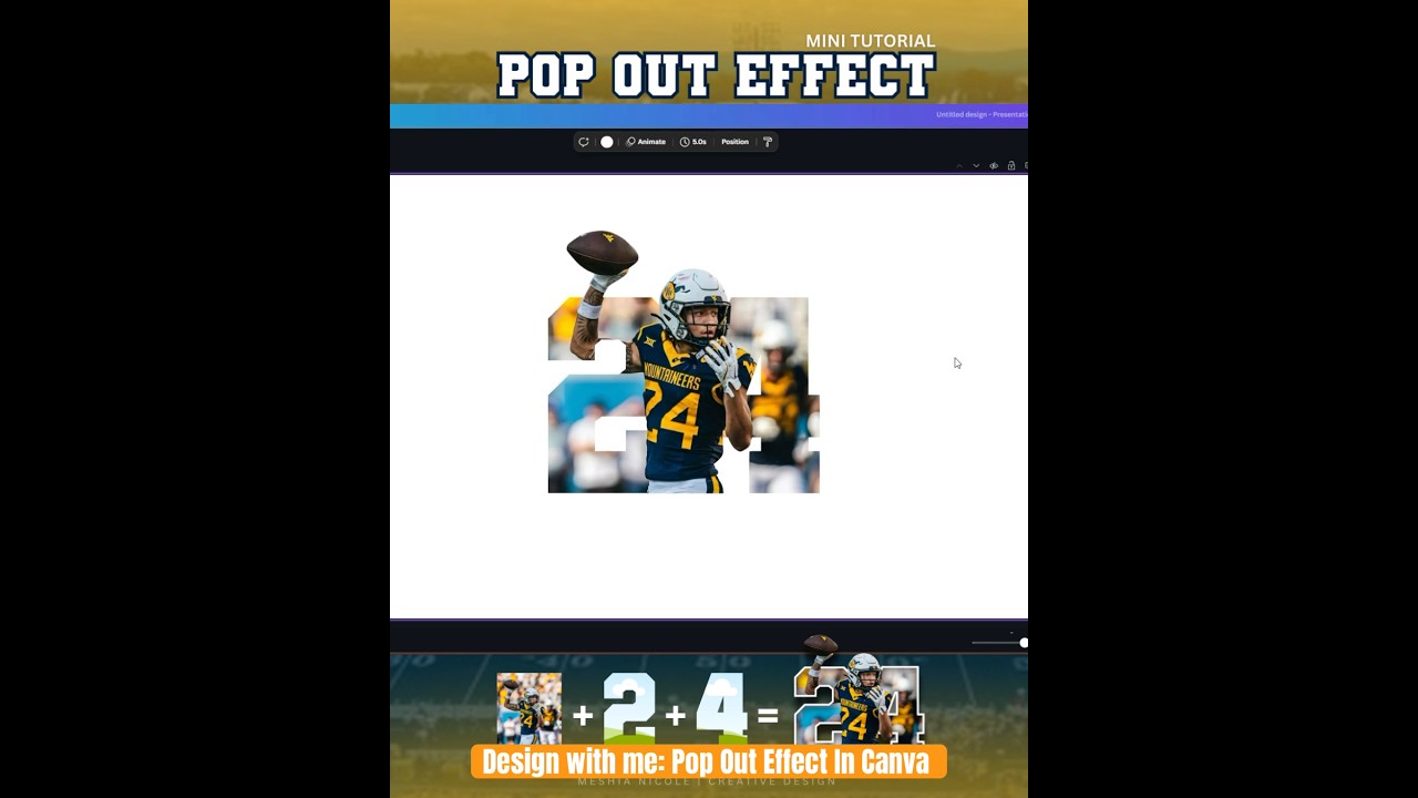 Pop Out Effect In Canva: Mini Tutorial - Sports Number Pop Out #canvadesign #popouteffect
