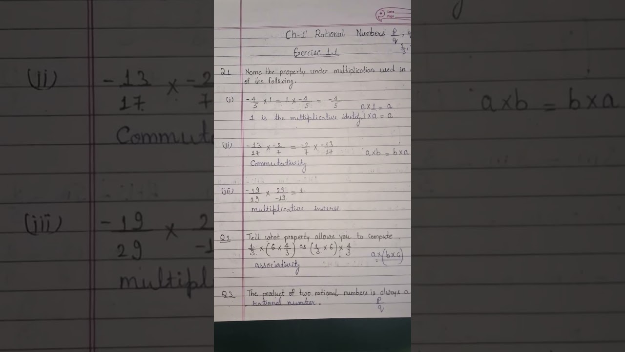 Class 8 Chapter 1 - Rational Number | Exercise 1.1 Class 8th #class8maths #aaolikhe
