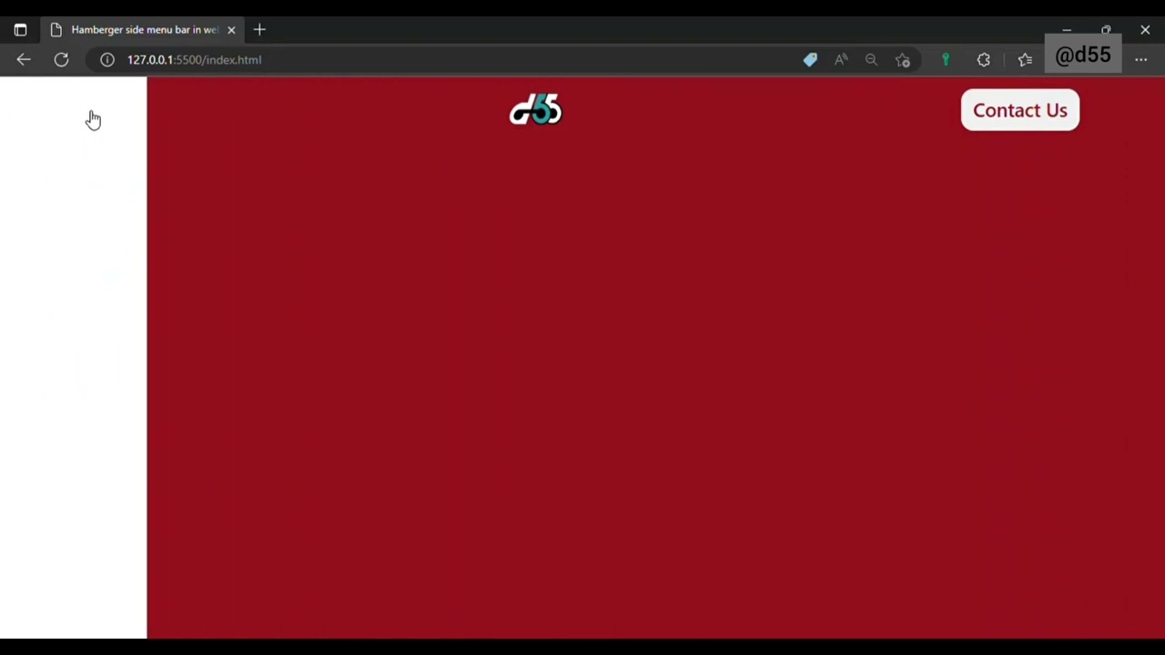 Sidebar menu with hamberger icon in web view using html, css only